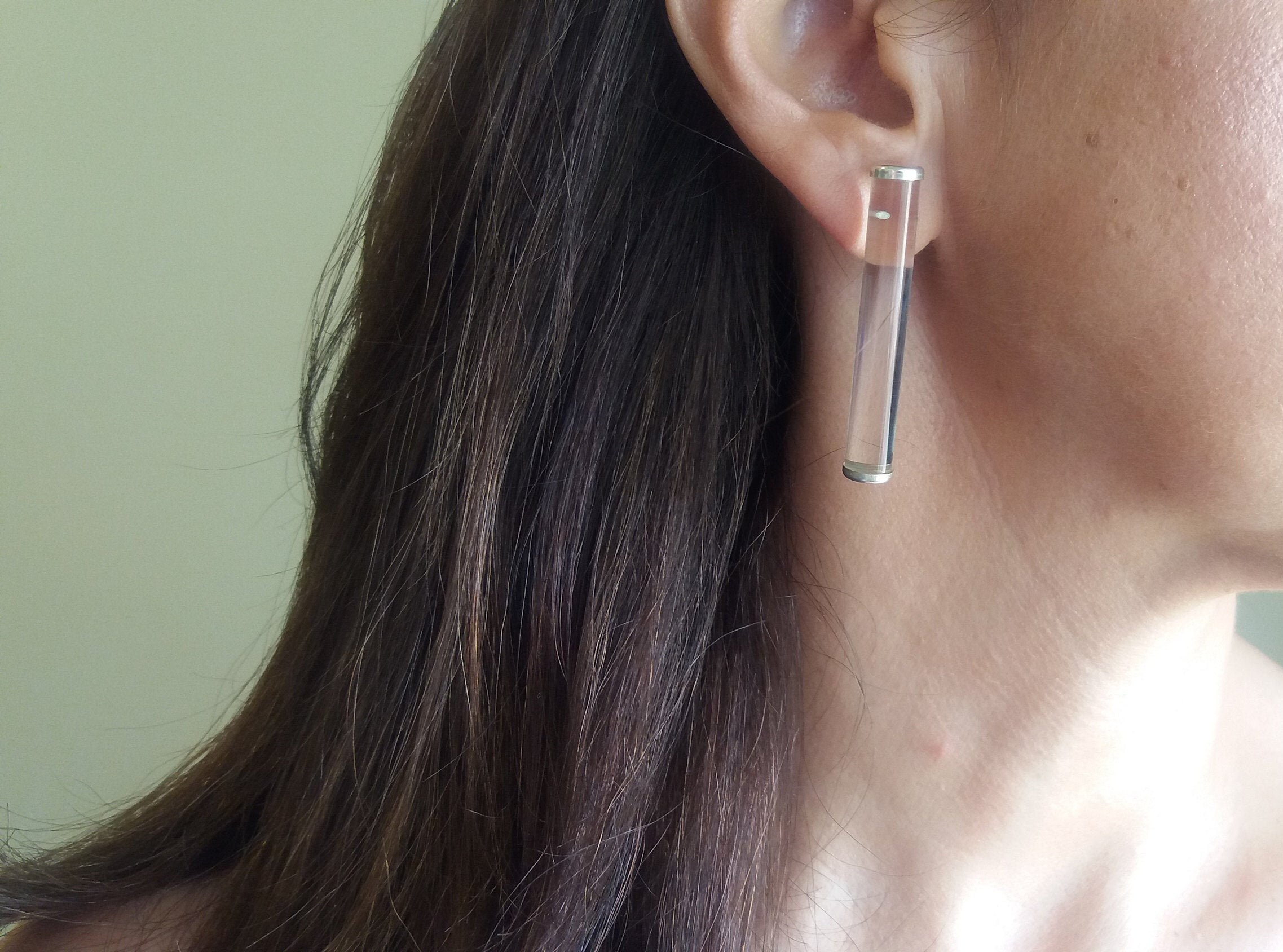 Long Bar Earring, Clear Lucite Earring, Bar Earring Stud, Stud Earrings ...