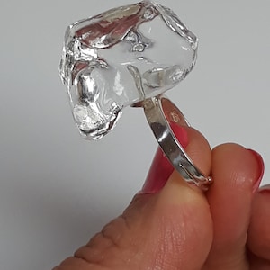 Big Lucite Ring, Adjustable Sterling Silver Ring, Clear Lucite Ring ...