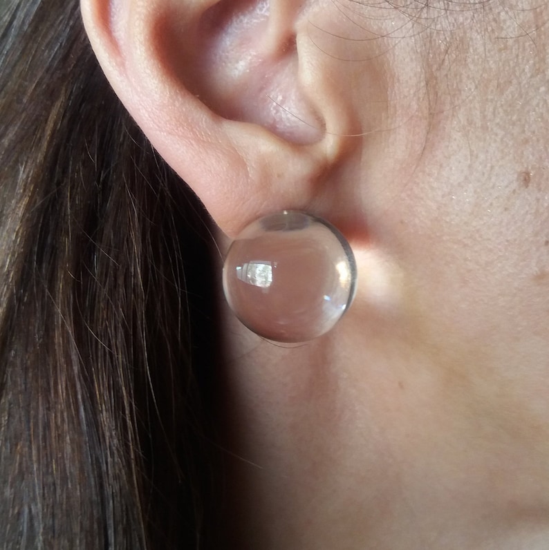 Big Earrings for Women Large Ball Earrings Big Clear Lucite - Etsy