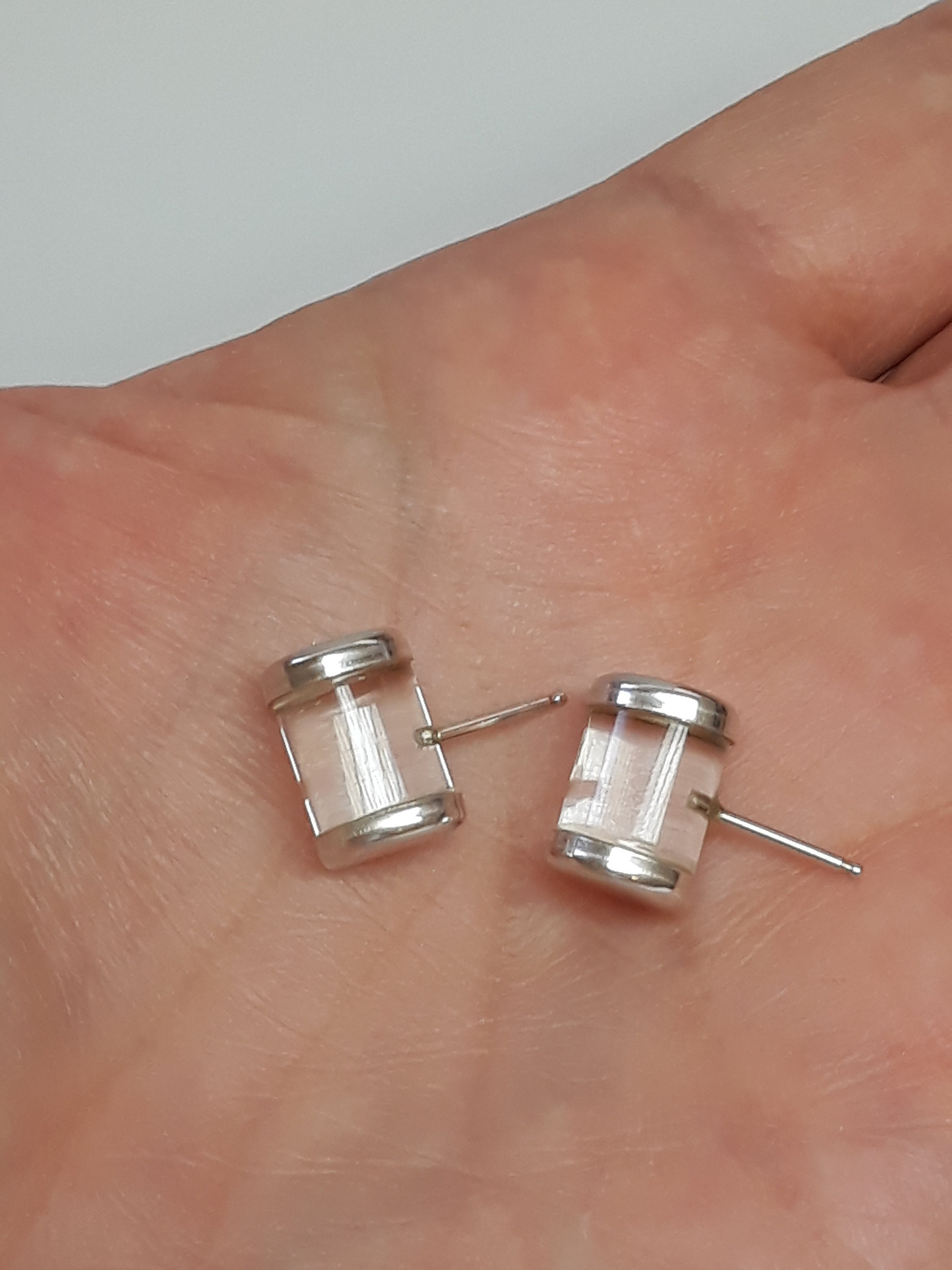 Long Bar Earring, Clear Lucite Earring, Bar Earring Stud, Stud Earrings ...