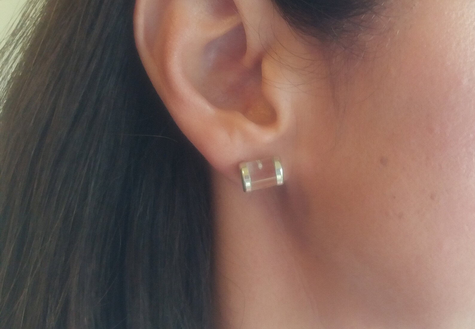 Long Bar Earring, Clear Lucite Earring, Bar Earring Stud, Stud Earrings ...