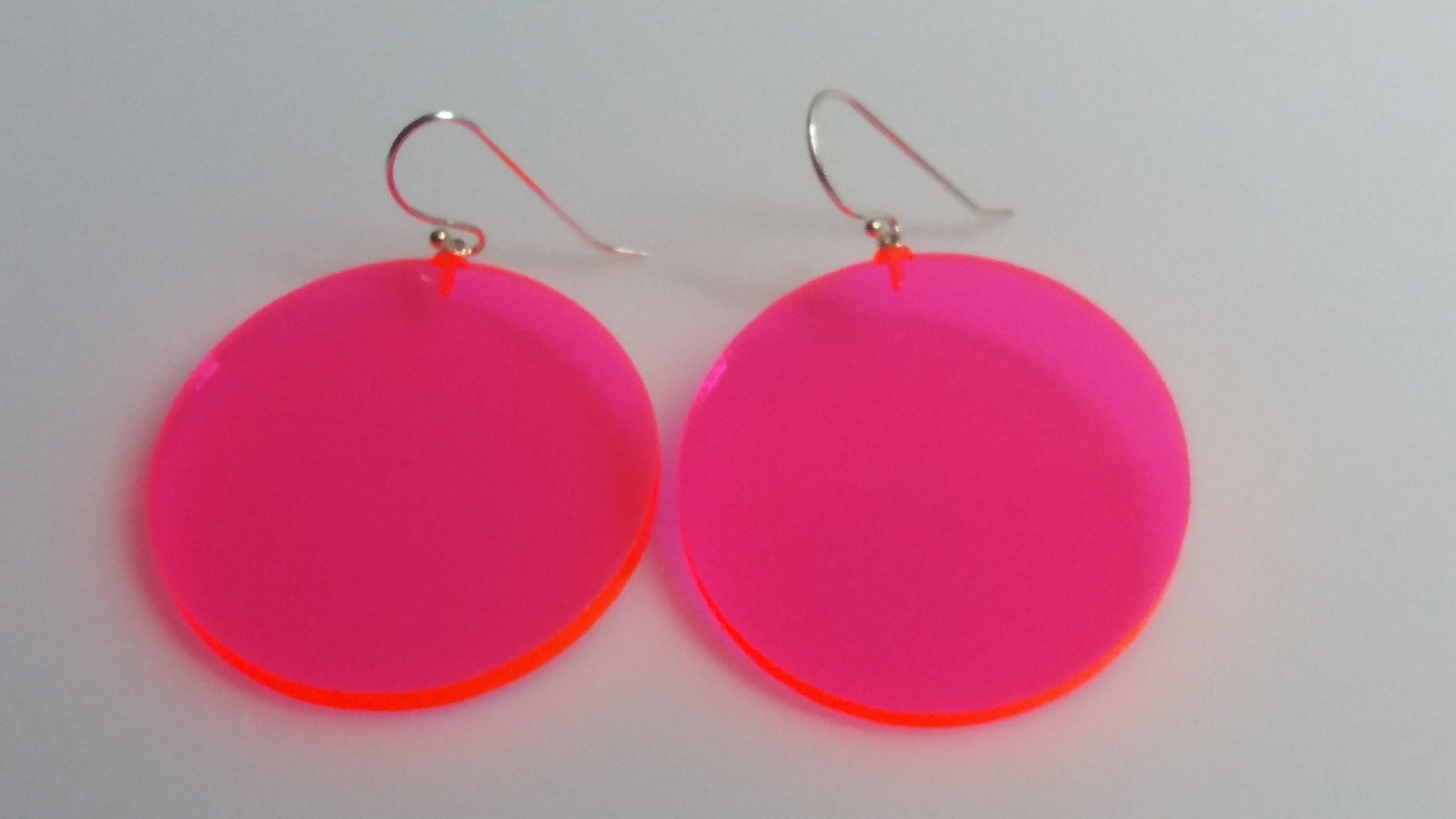 Neon Pink Earring Bright Pink Earring STERLING SILVER - Etsy UK
