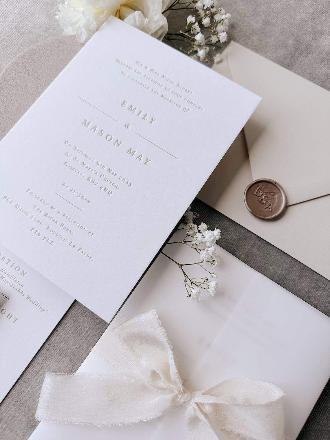 Minimal Letterpress Wedding Invitations Letterpress Wedding Invite ...