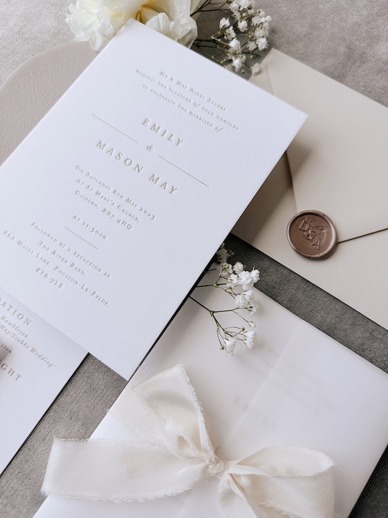 Minimal Letterpress Wedding Invitations | Letterpress Wedding Invite ...
