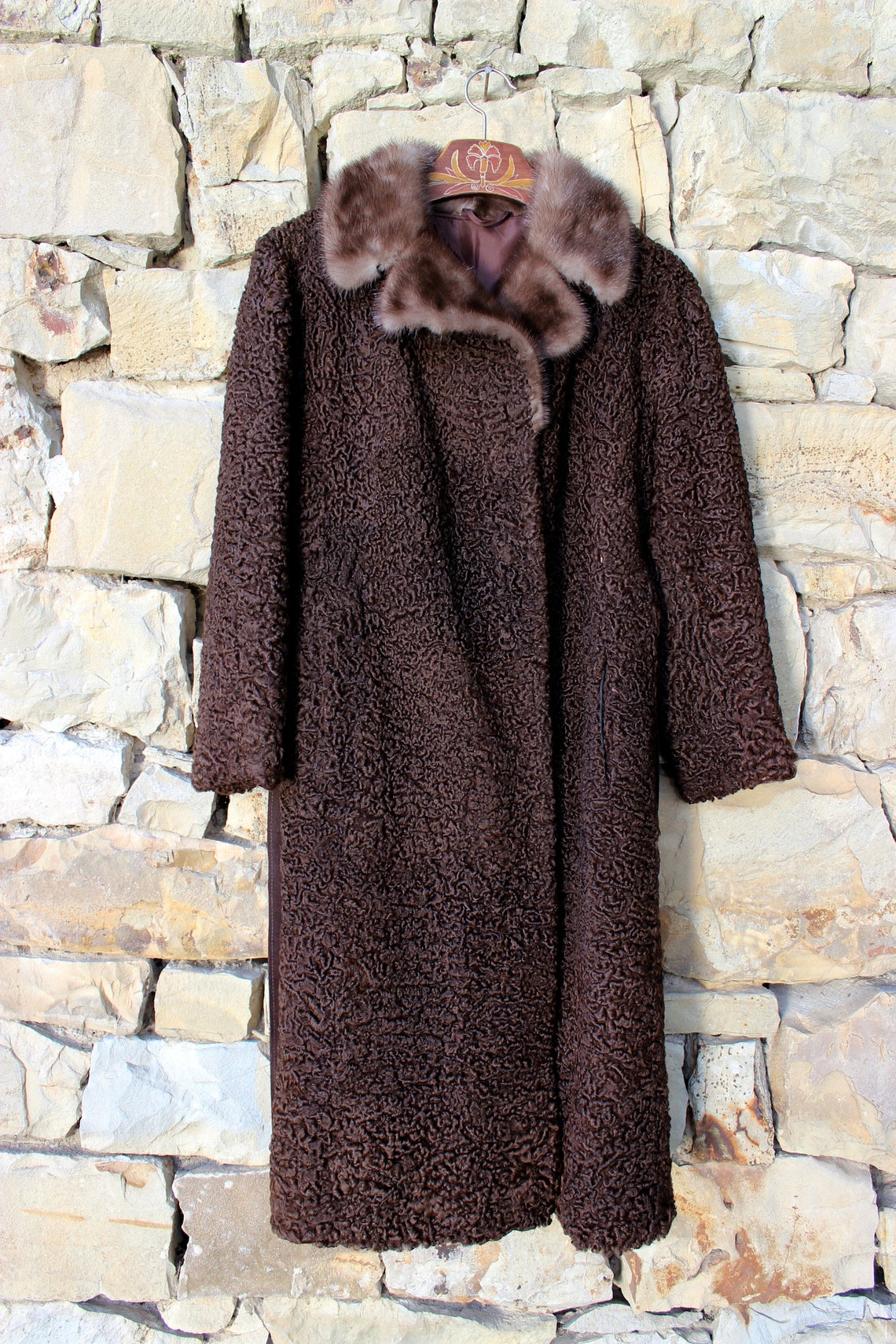 Brown Sheep Fur Womens Coat Vintage Coat Women Fox Fur Collar - Etsy