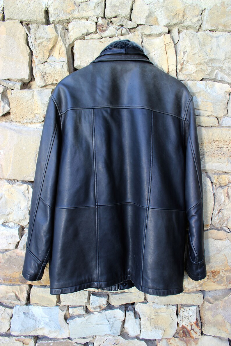 Vintage Black Leather Jacket Mens Genuine Calfskin Leather - Etsy