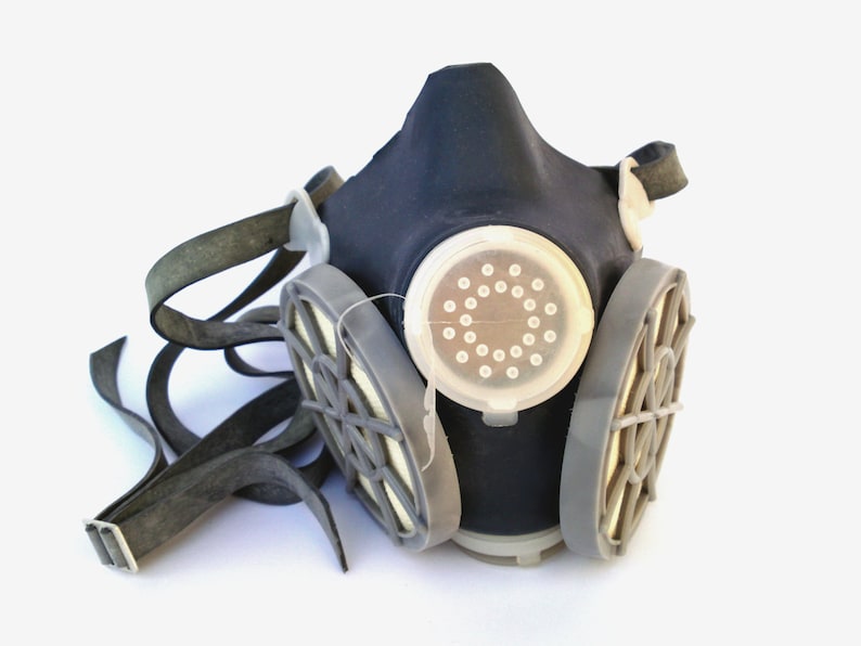 Vintage Industrial Gas Mask Goth Dust Mask Military Gas Mask Soviet Black Dust Mask Steampunk