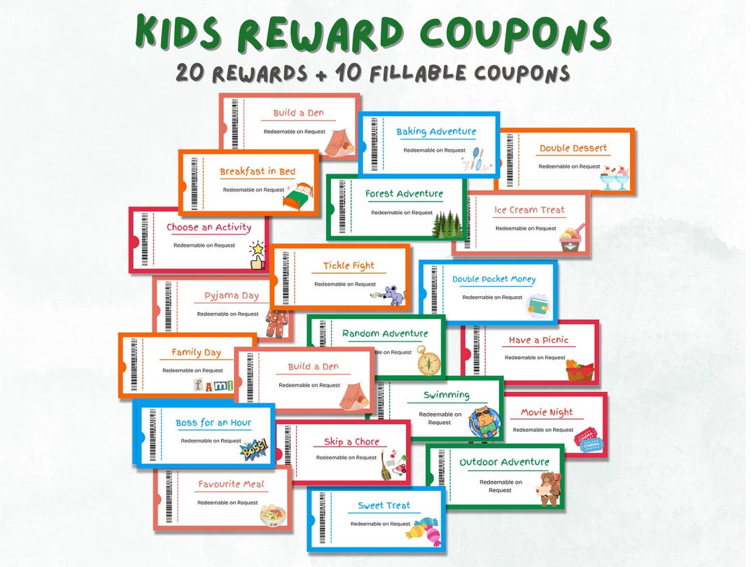 Printable Kids Reward Coupons | Behaviour Chart Alternative | Positive ...