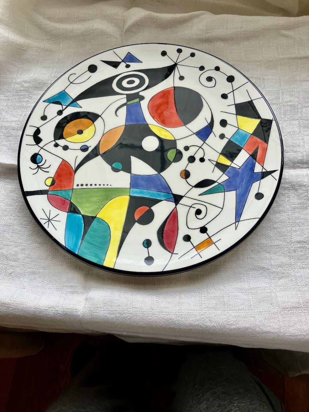 Ceramar Spain Hand-painted Ceramic Plate: Juan Miró Inspired Abstract ...
