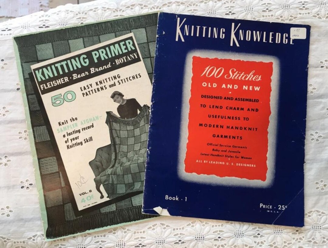 Two Original Vintage Crochet and Knitting Books: Knitting Primer and ...
