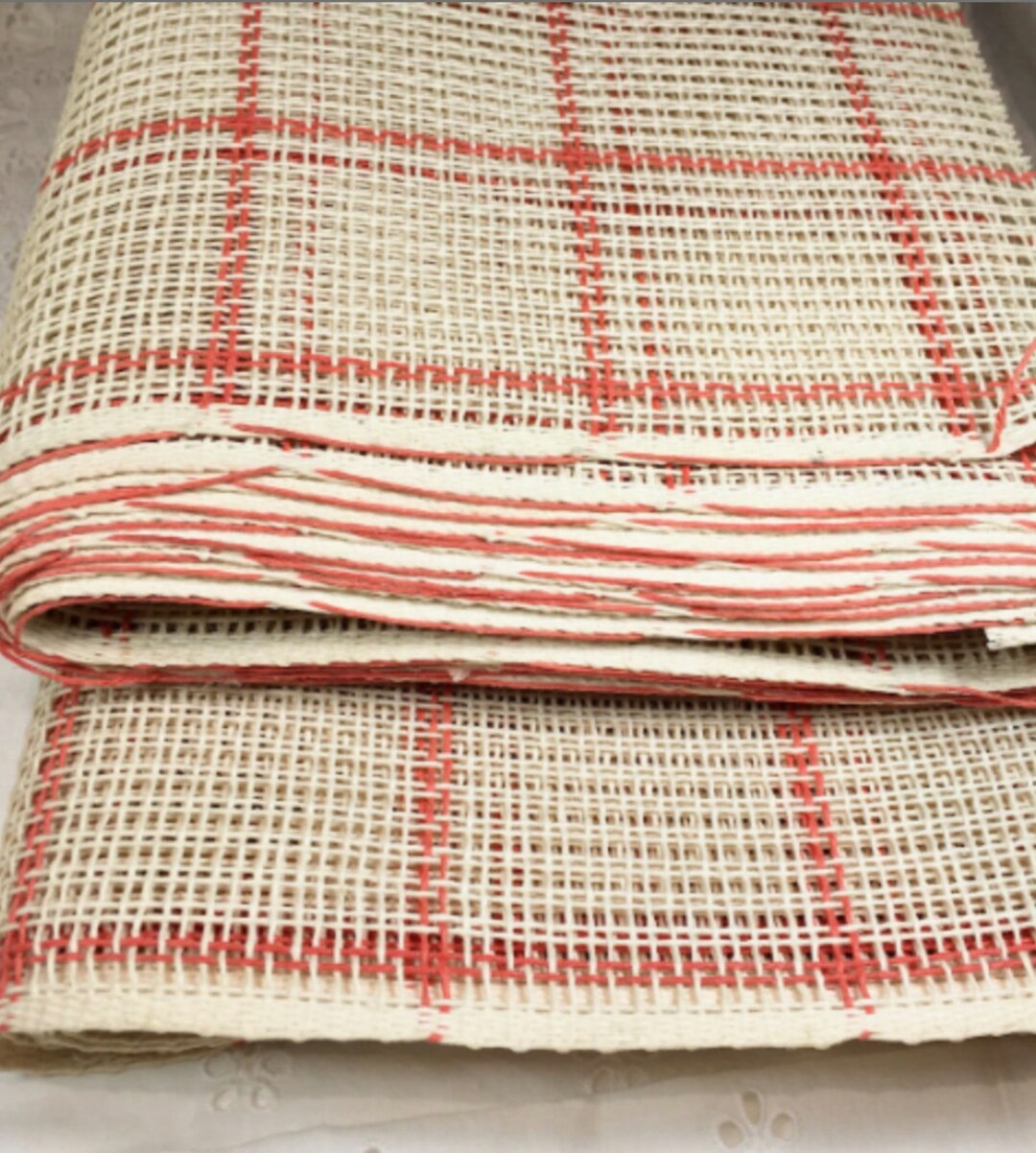 Rug Hooking Canvas 4 Sts to the Inch Red Guidelines Large Mesh Vintage ...