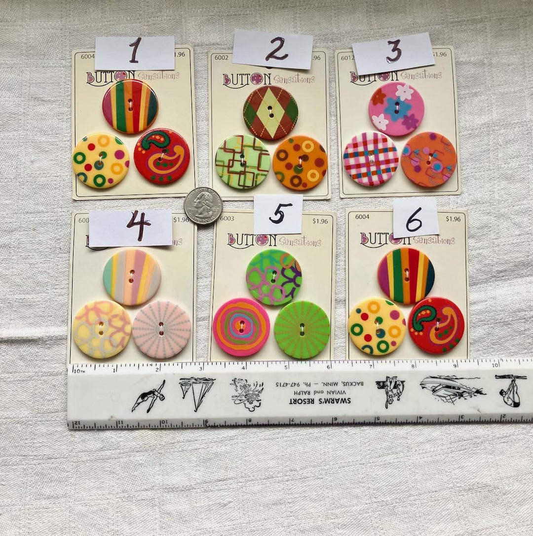 Large Buttons Two Hole Sew Thru "button Sensations" Colorful, Funky 3 ...