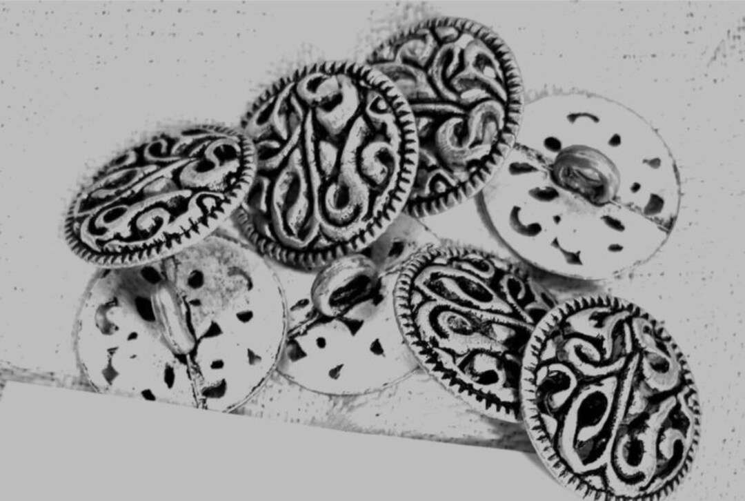 Lot of 8 Norwegian Pewter Shank Buttons, 3/4" Diameter Norway Nordic ...