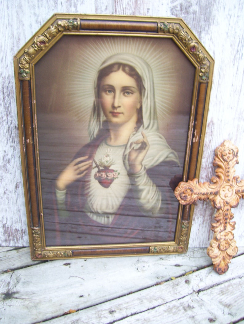 Heart of Jesus Bleeding Heart OR Sacred Heart of Mary | Etsy