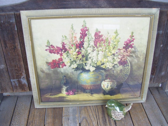 Louis Jambor Snapdragon Print Asian Pottery Garden Flowers - Etsy