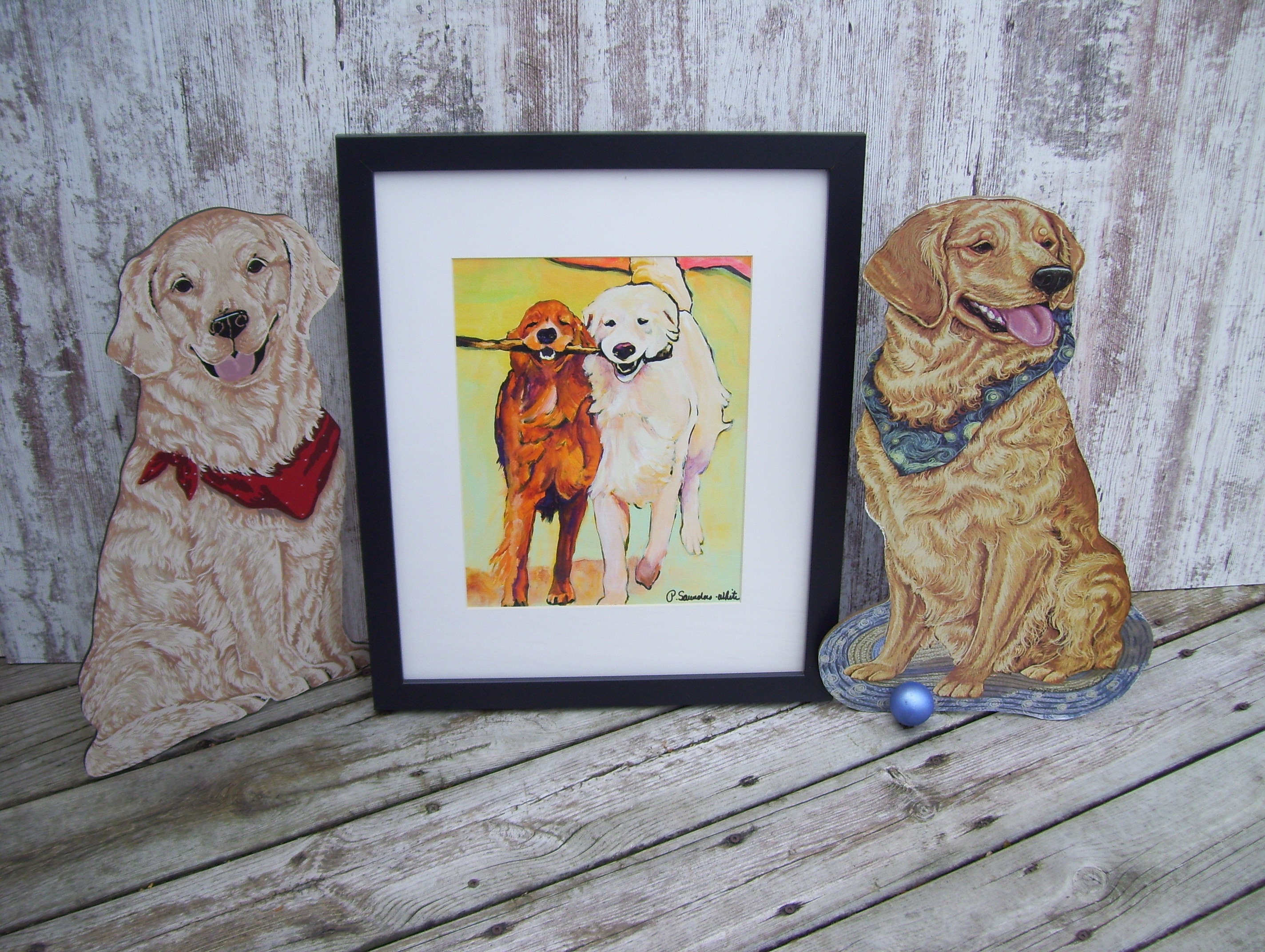 Golden Retriever Dog Stand Up Wooden Dogs OR P Saunders White - Etsy.de