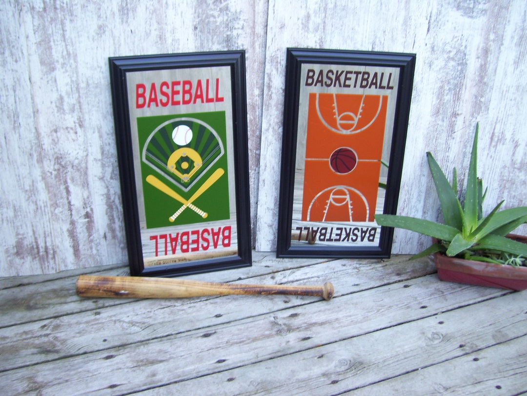 Basketball Screen Print Mirror OR Baseball Sports Mirror Childrens Room ...