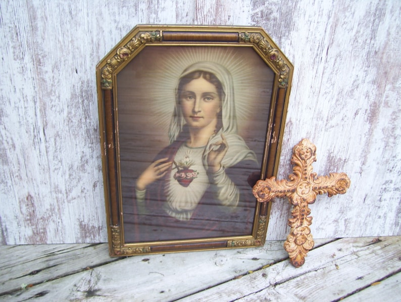 Heart of Jesus Bleeding Heart OR Sacred Heart of Mary | Etsy