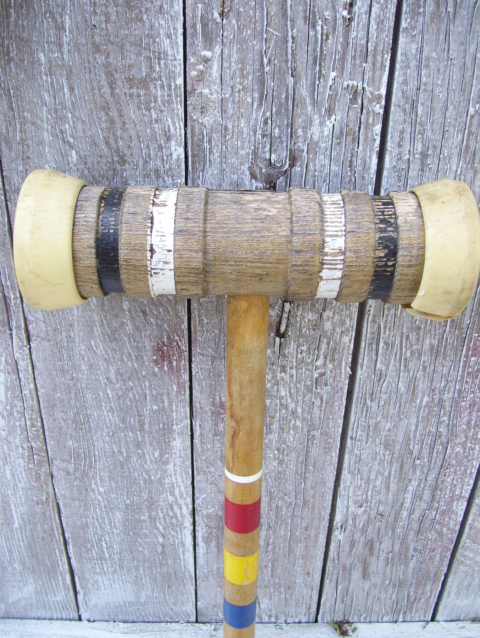 Croquet Wood Mallet Sports Decor Lawn Game Single Wooden Striped ...