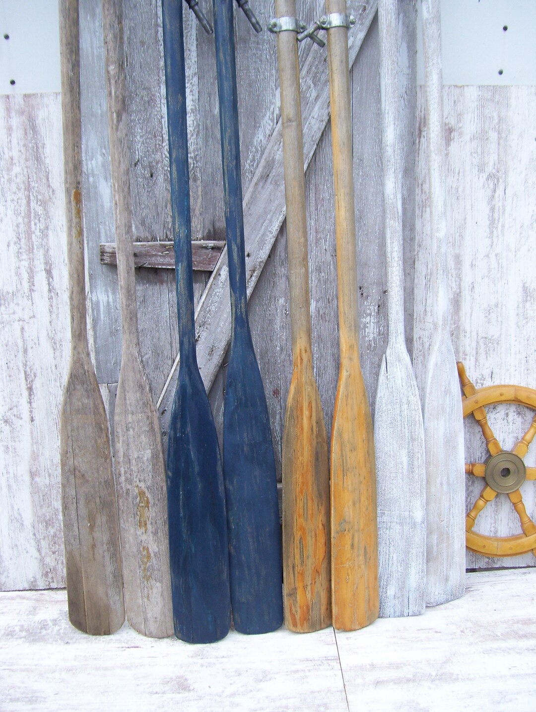 2 Vintage Wood Boat Oars 83" Feather Brand Long Canoe Paddles OR 77 ...