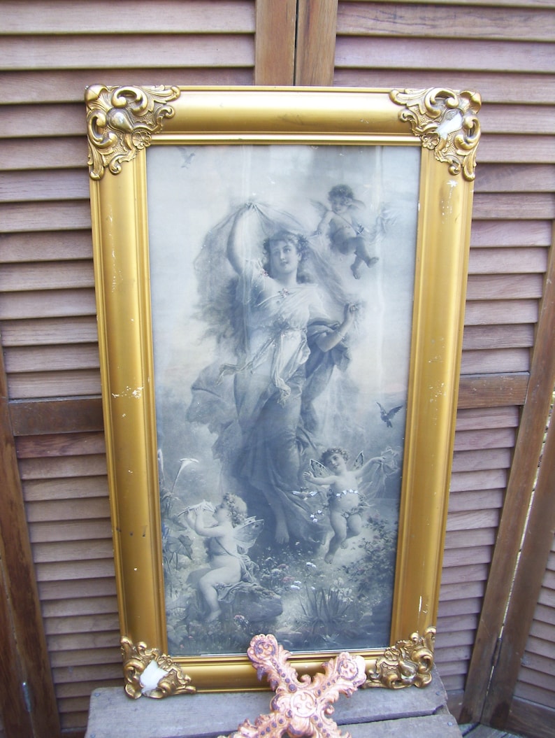 Hans Zatzka Art Nouveau Spring Fantasy Vintage Print Cherubs With Women ...