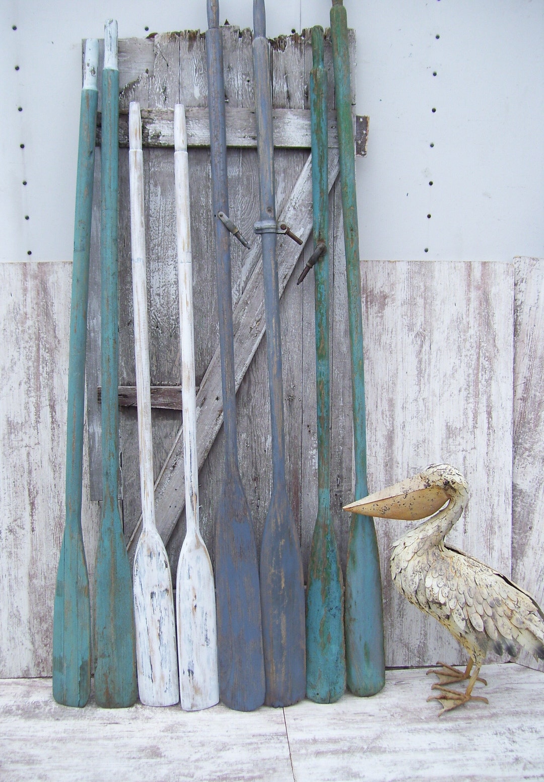 2 Wood Boat Oars 80" LONG Turquoise Green Painted Boat Oar OR Turquoise ...