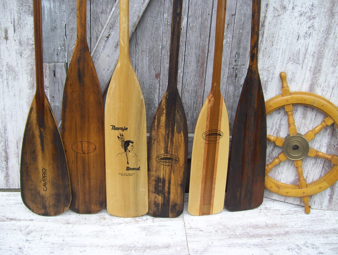 Walnut Vintage Wooden Canoe Paddle Feather Brand Cav Pro Navajo Paddles ...