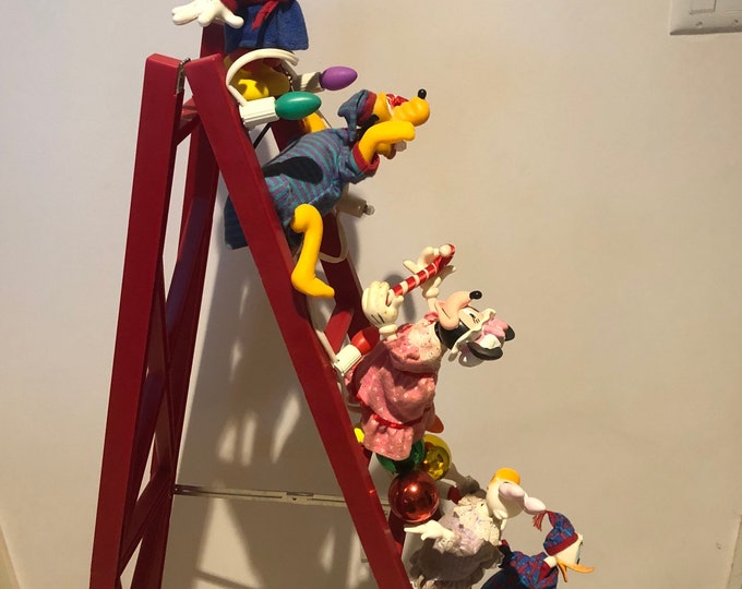 TALL Disney Mickey Mouse Christmas Ladder 47" Height Mechanical Moving ...