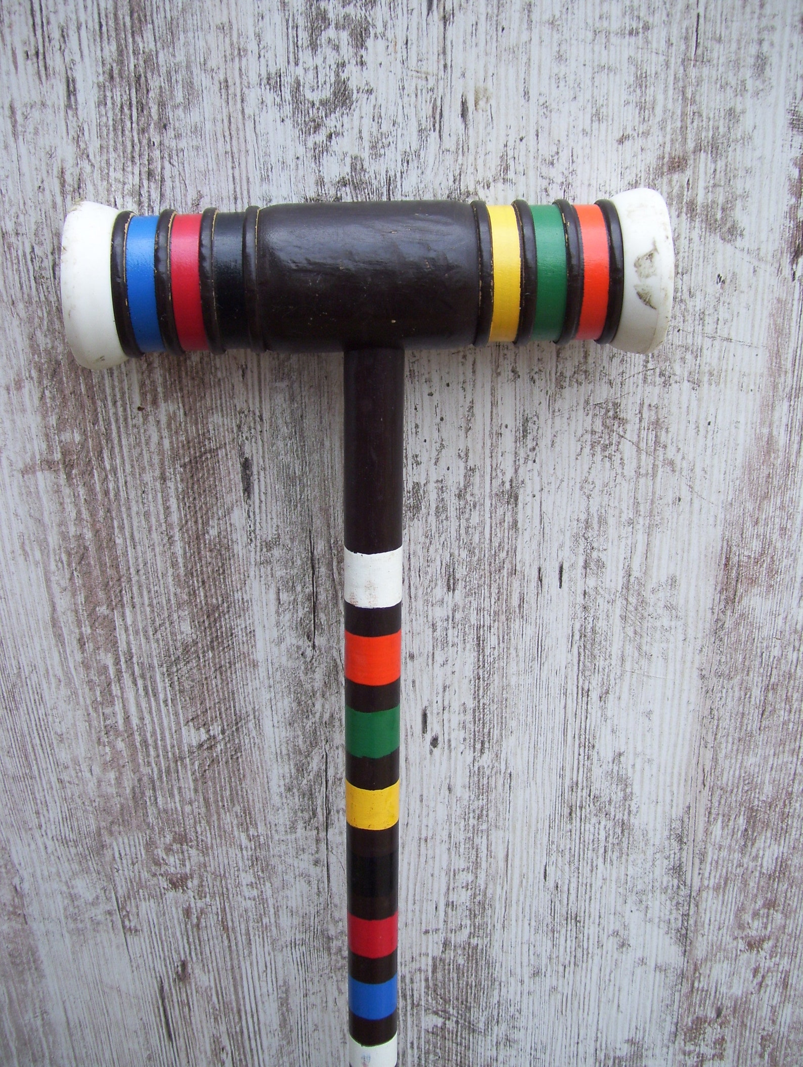 Croquet Wood Mallet Sports Decor Lawn Game Single Wooden Striped ...