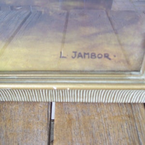 Louis Jambor Snapdragon Print Asian Pottery Garden Flowers Gold Grooved ...