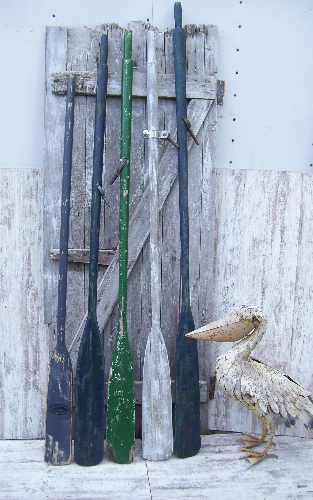 Vintage Wooden 64" Blue Canoe Paddle Feather Brand Paddles OR 77" Navy ...