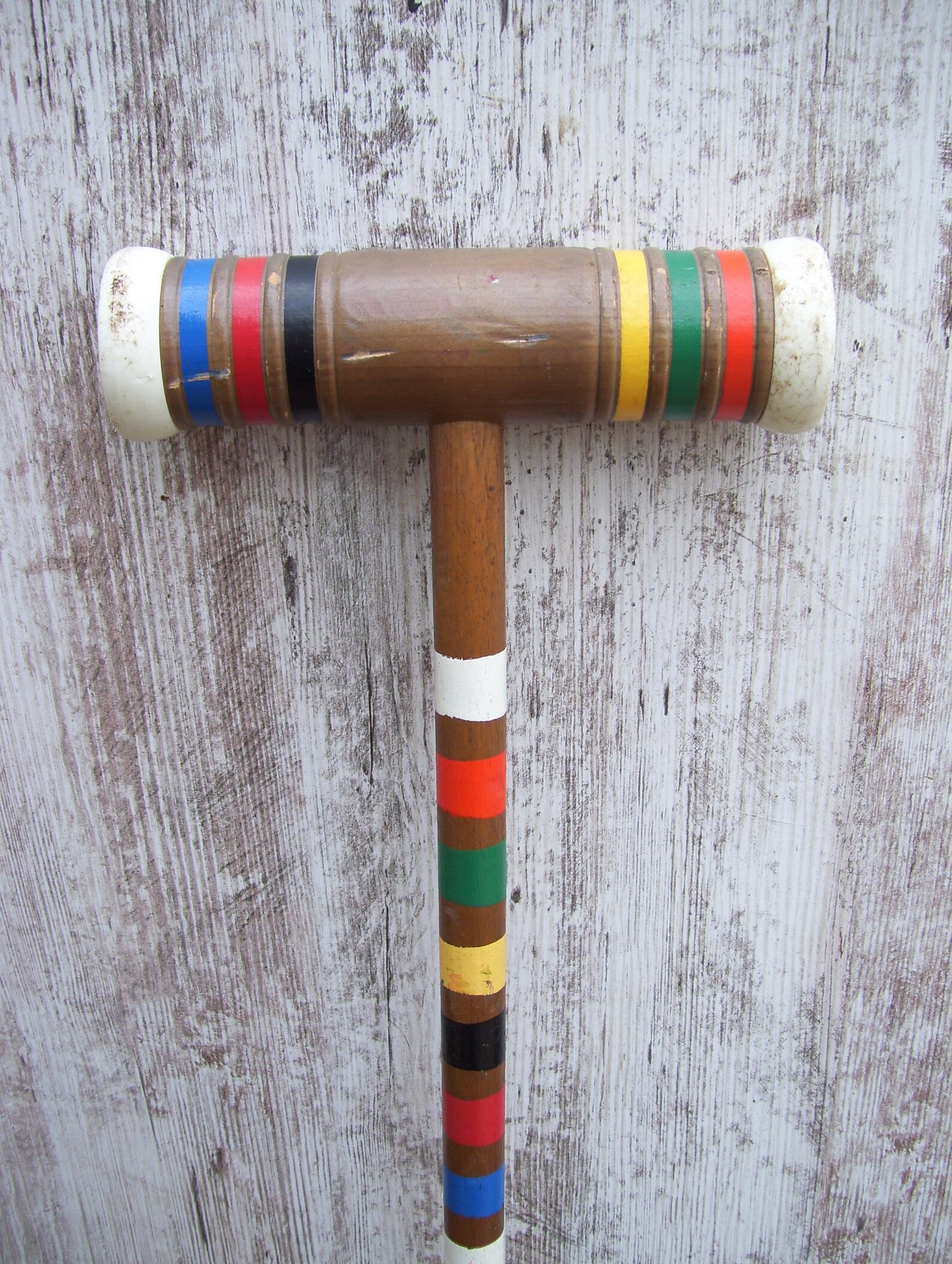 Croquet Wood Mallet Sports Decor Lawn Game Single Wooden Striped ...