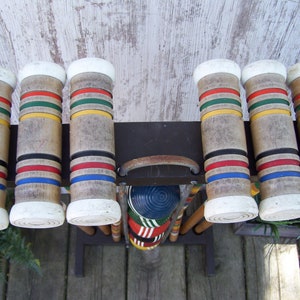 6 Forster Croquet Set Wooden Mallets Storage Cart Striped Wood - Etsy