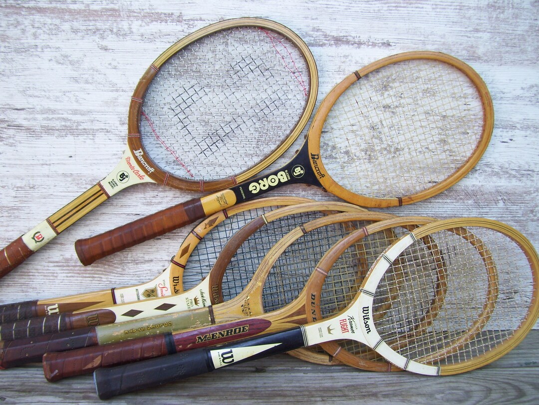 Wood Tennis Racquets Wilson Bobby Riggs Jack Kramer Bjorn Borg Bancroft ...