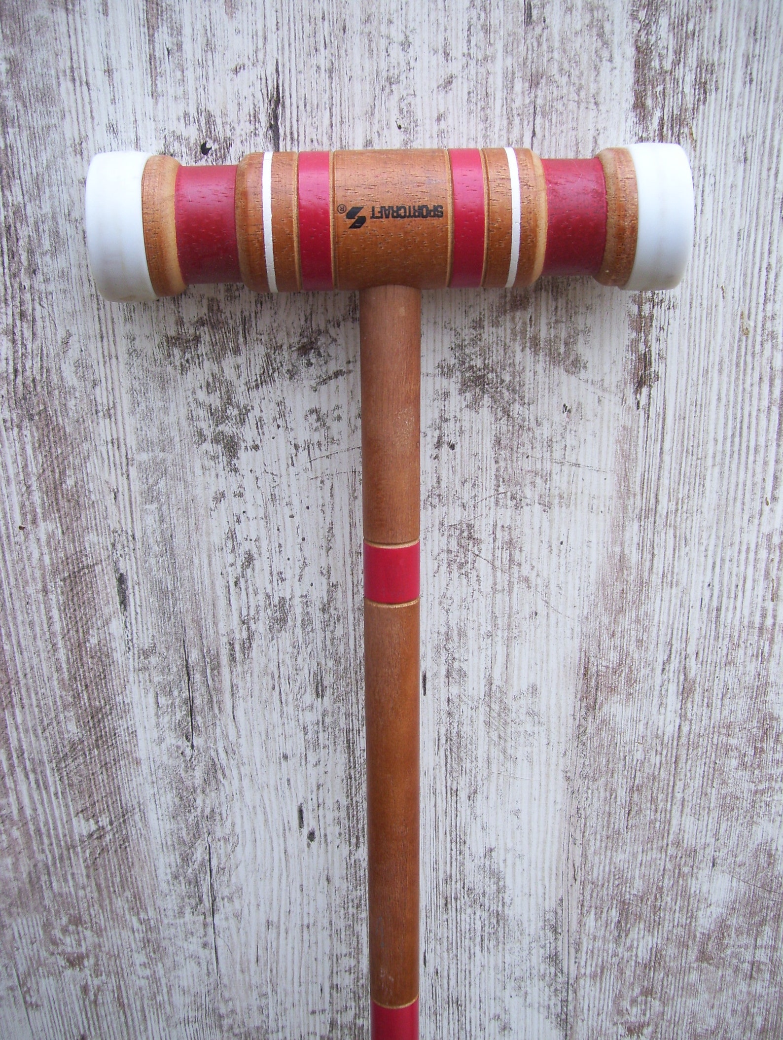 Croquet Wood Mallet Sports Decor Lawn Game Single Wooden Striped ...