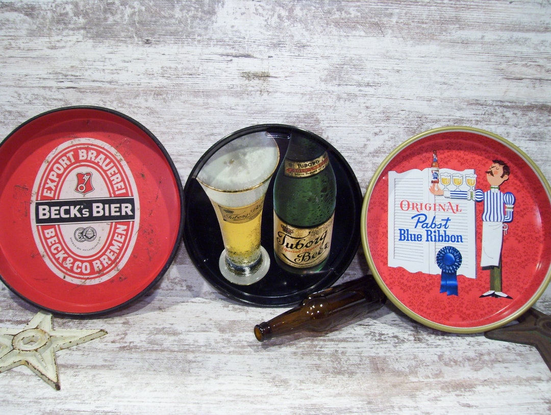 Pabst Blue Ribbon Beer Tray OR Becks Bier OR Tuborg Danish Beer Tray ...
