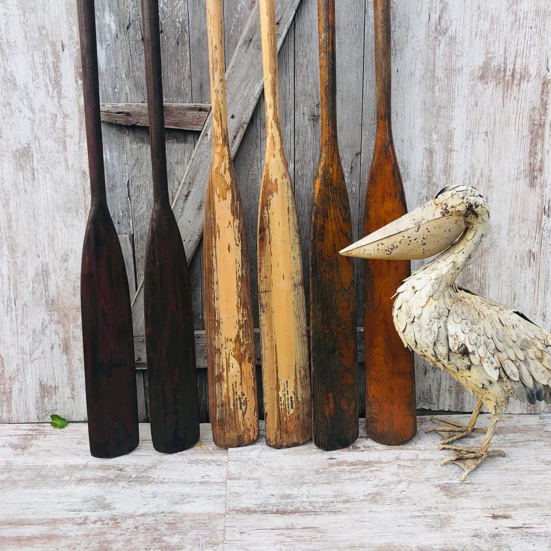 2 Vintage Wooden Oars 96" Walnut Stained or Natural Rustic LONG Boat ...