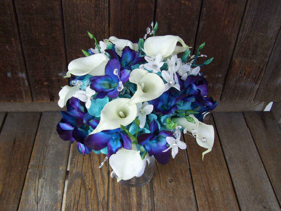 Valerie's Bridal Bouquet Blue Violet CA Dendrobuim Orchids | Etsy