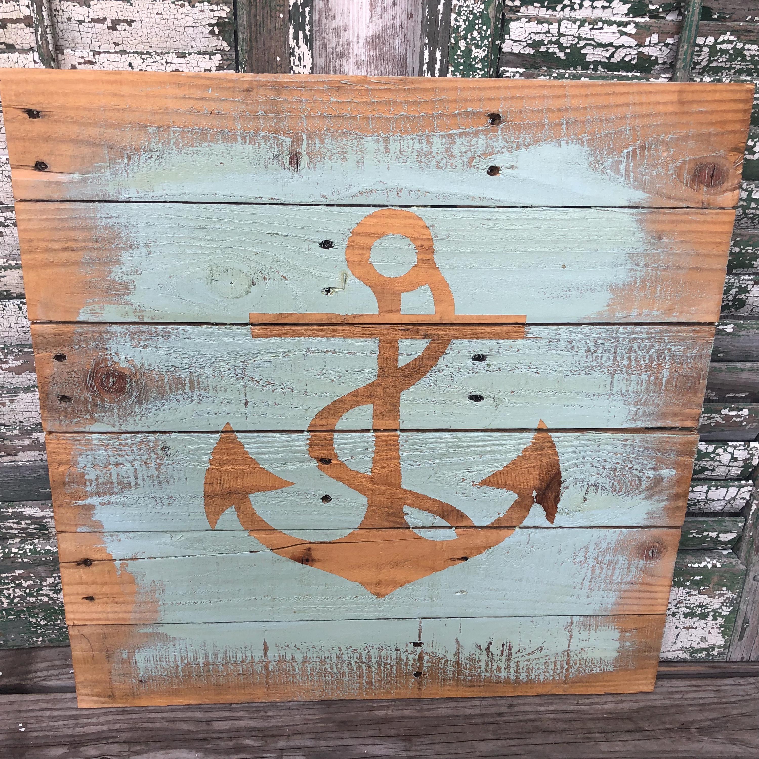 Anchor Art Pallet Wood Beach Nautical Lakehouse Decor Boat Theme - Etsy