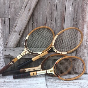 Wood Tennis Racquets Wilson Bobby Riggs Spalding Pancho Gonzales Jack ...