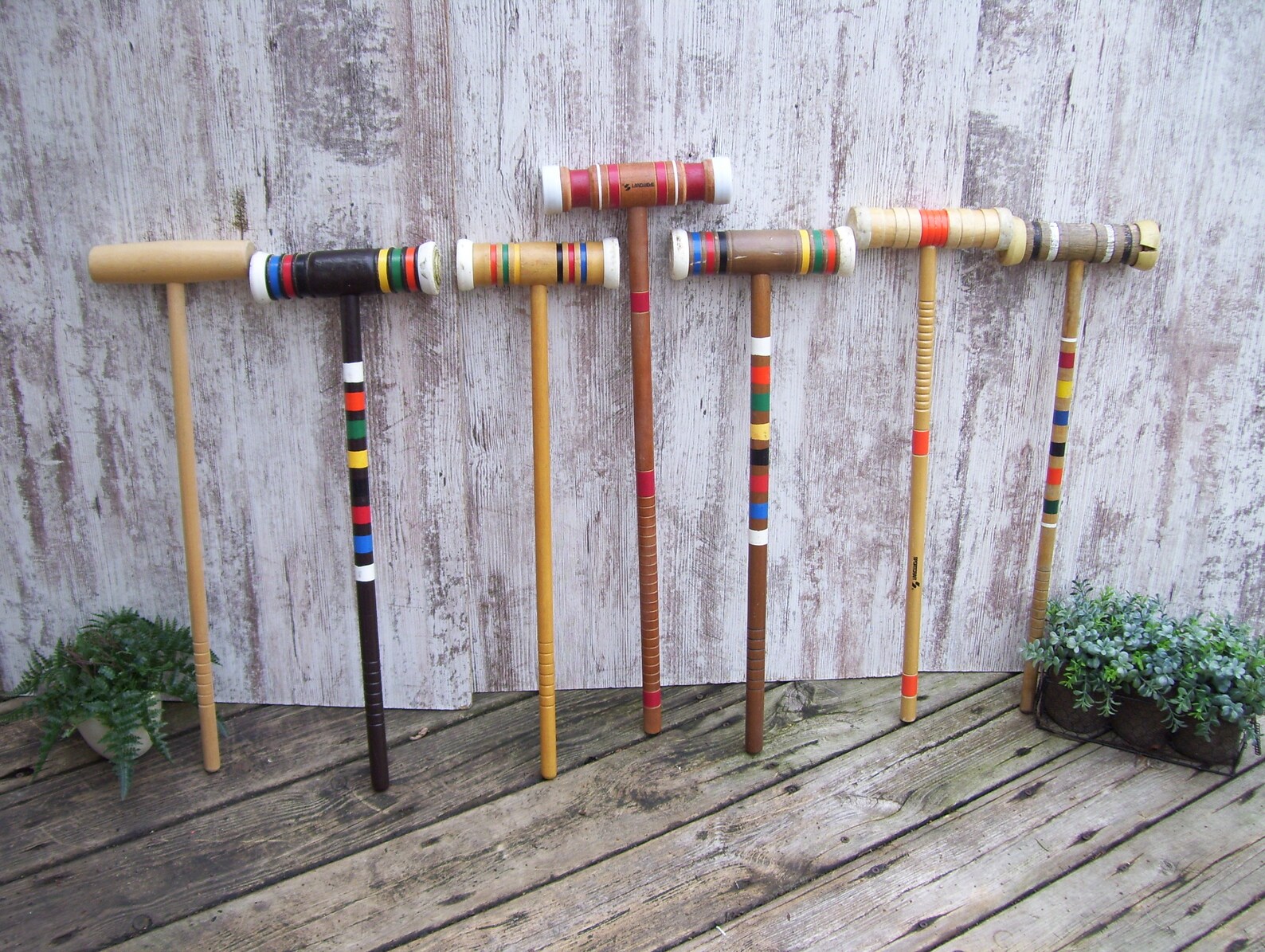 Croquet Wood Mallet Sports Decor Lawn Game Single Wooden Striped ...