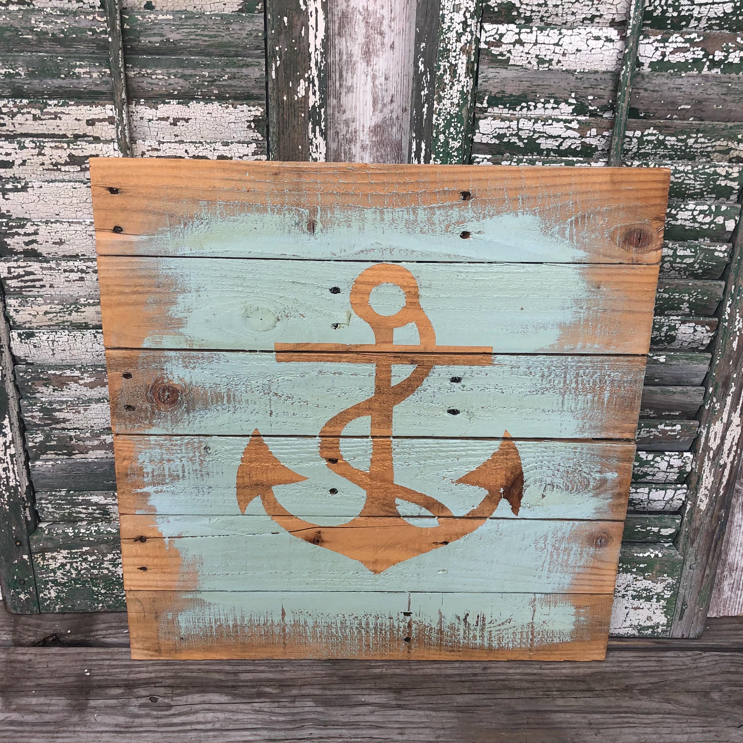 Anchor Art Pallet Wood Beach Nautical Lakehouse Decor Boat Theme - Etsy
