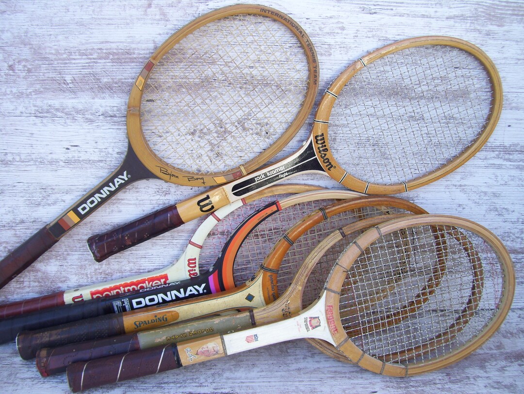 Wood Tennis Racquets Wilson Bobby Riggs Jack Kramer Bjorn Borg Pancho ...