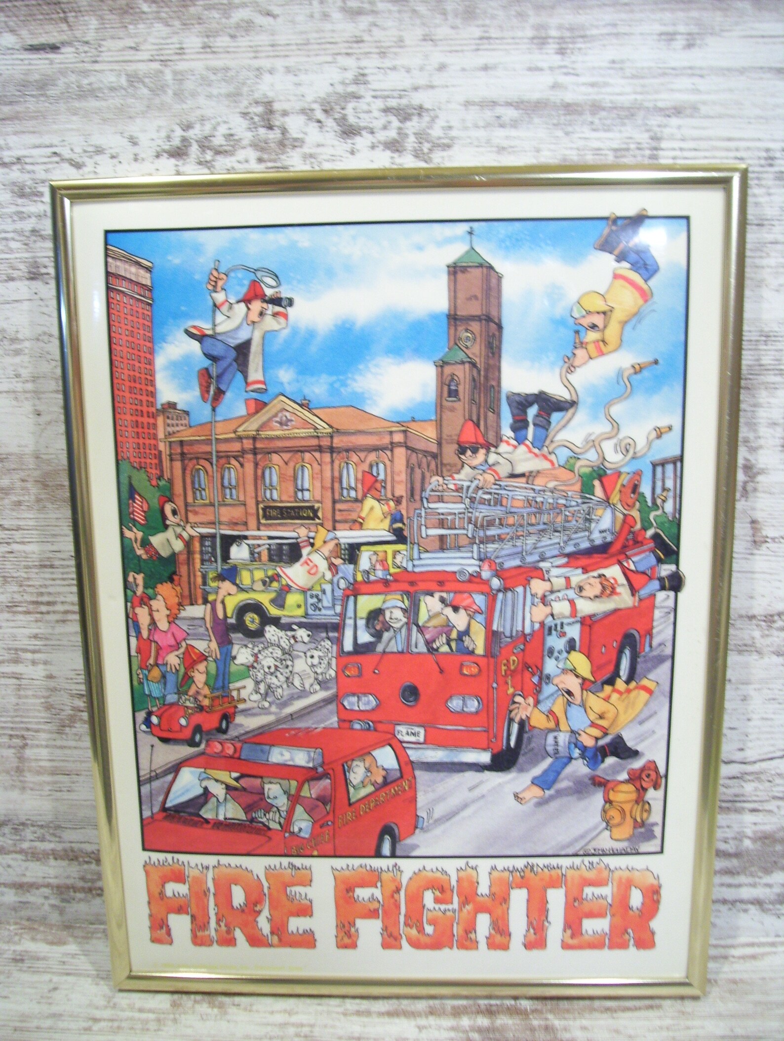 John Holladay Fire Fighter Poster 1989 Firetrucks OR Fire Department ...