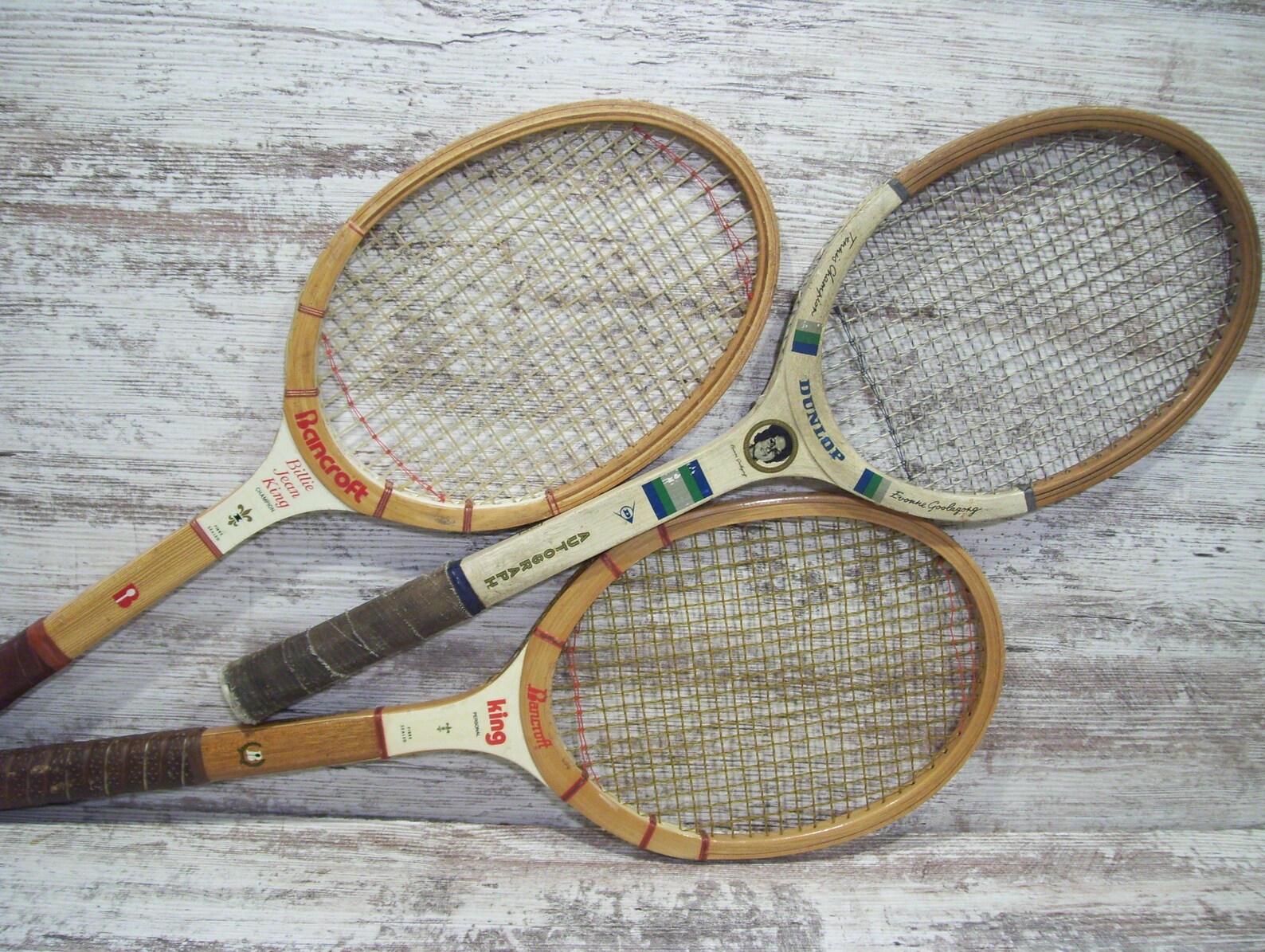 Wood Tennis Rackets Wilson Billie Jean King Chris Evert Martina ...