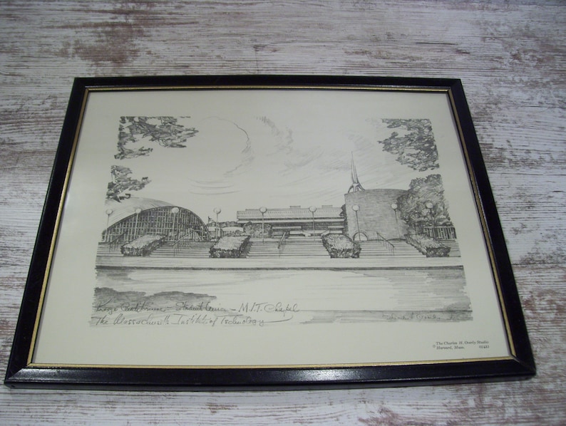 MIT Chapel Charles H Overly College Pencil Sketch Drawing | Etsy