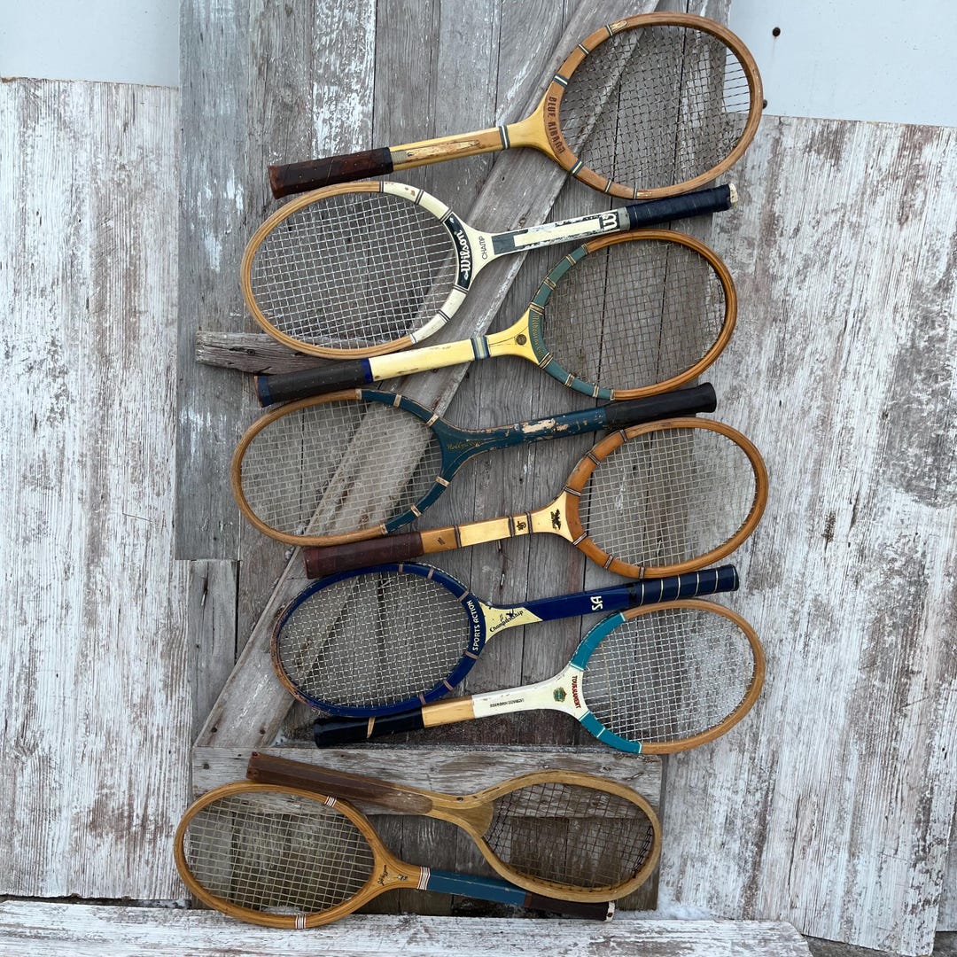 Wood Tennis Racket JC Higgins the Bat Wilson Champ Melbourne Cup Wooden ...