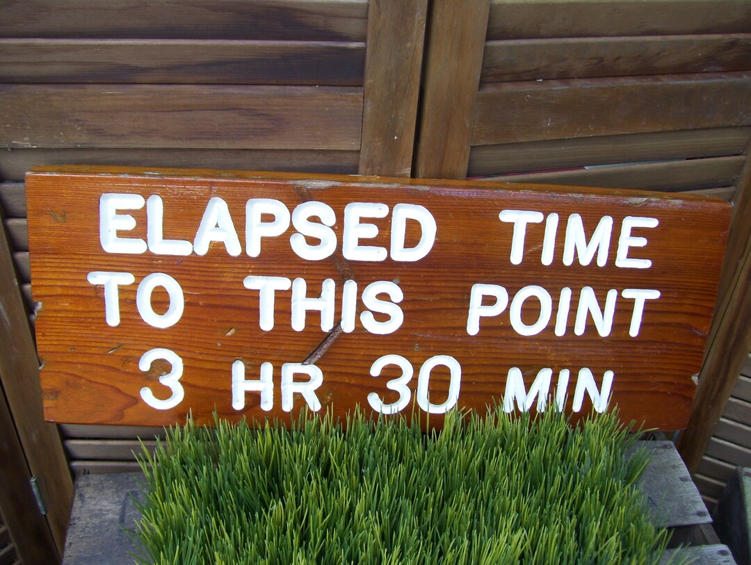 Hand Routed Wood Sign With Spike Elapsed Time to This Point 3 Hr 30 Min ...