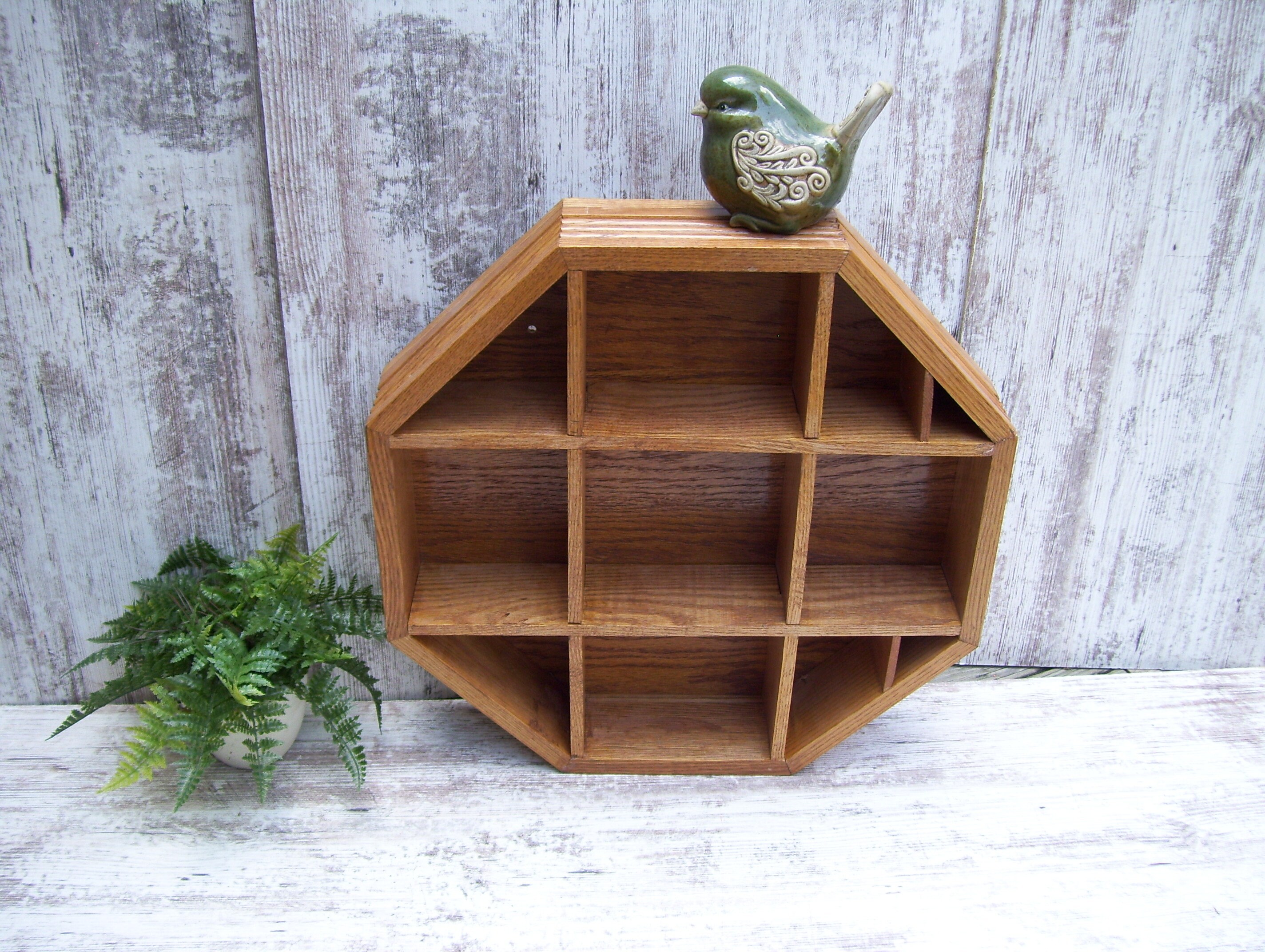 Octagon wood shelves store