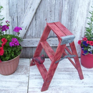 Painted Wood Ladder Two Step Plant Stand Farmhouse Primitive Rustic ...